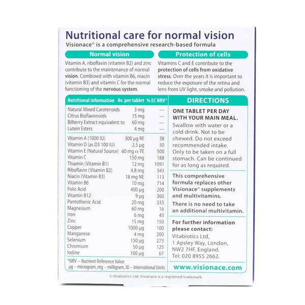 Eye Vitamin Supplement: Visionace Cap 30S - Dermame.Com