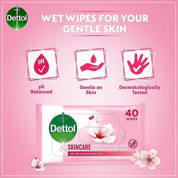 Dettol Skincare Antibacterial Skin Wipes, 40 Pieces – Dermame
