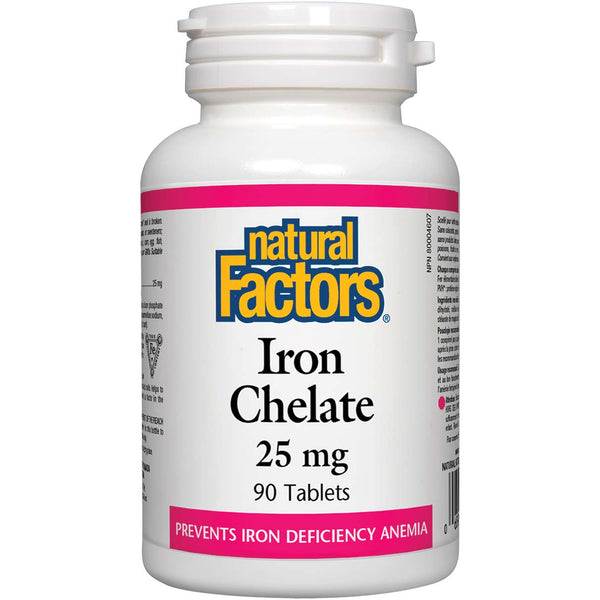 Iron Supplement - Natural Factors Iron Chelate 25Mg 90Tabs - Dermame.Com