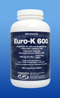Euro-K Potassium Chloride 600mg Tablets, 100 Tablets – Dermame